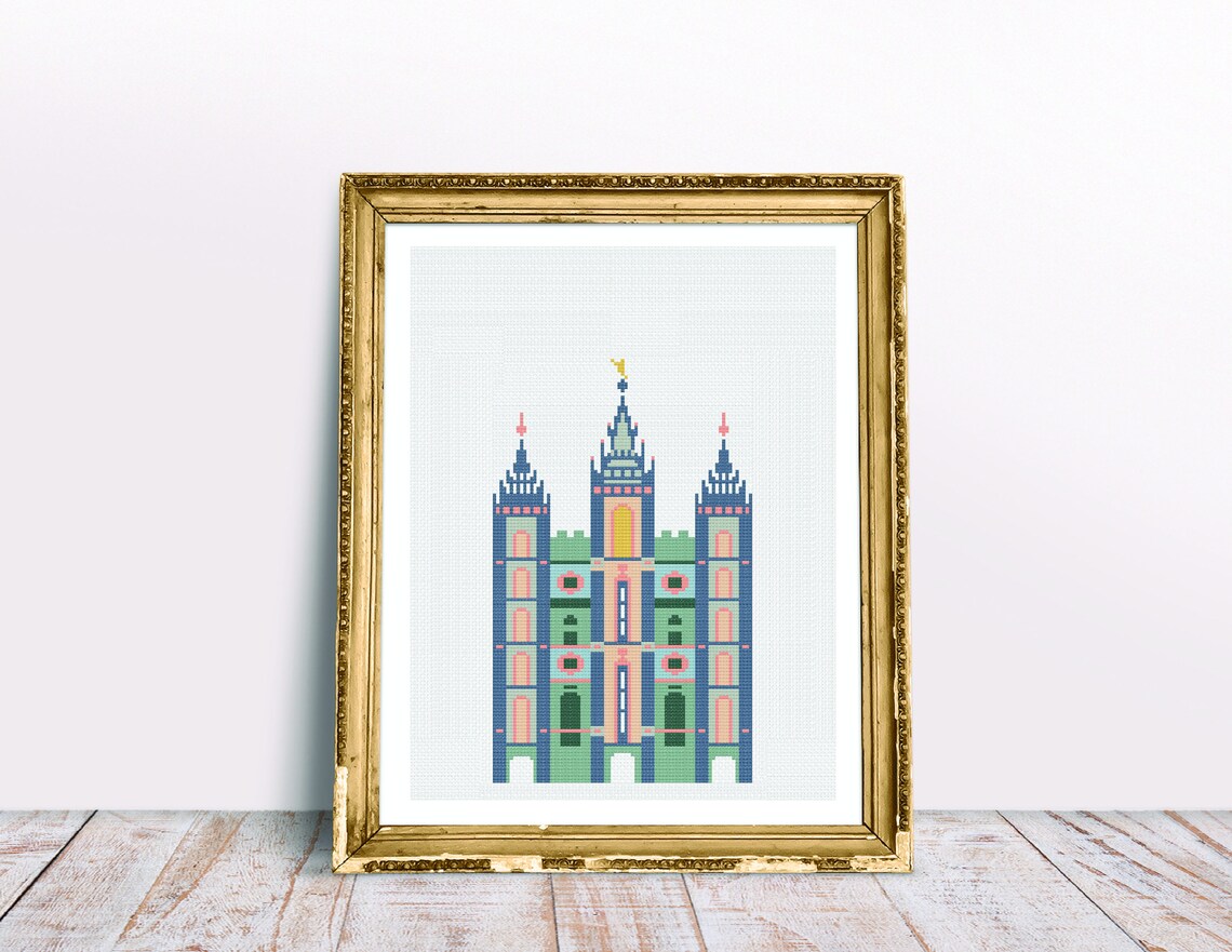 COLORFUL Salt Lake City LDS Temple - Modern Cross Stitch Pattern PDF ...