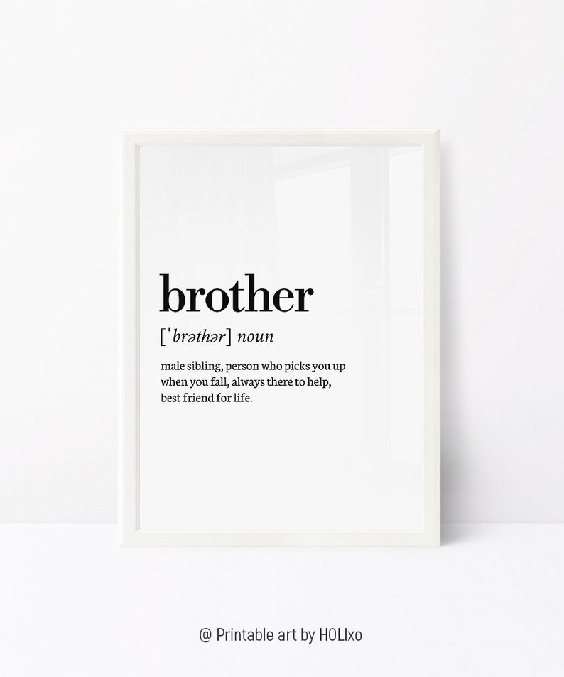 Gift for Brother Definition Wall Art Print Brother Sign Big - Etsy