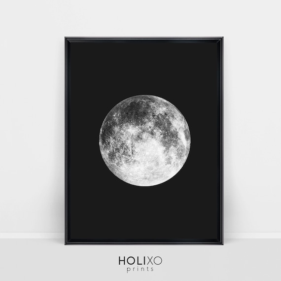 Moon Print Full Moon Digital Print Digital Download | Etsy