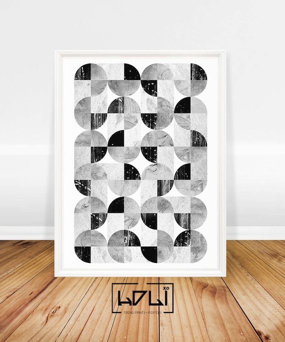 Black and White Geometric Wall Art Large Abstract Print - Etsy
