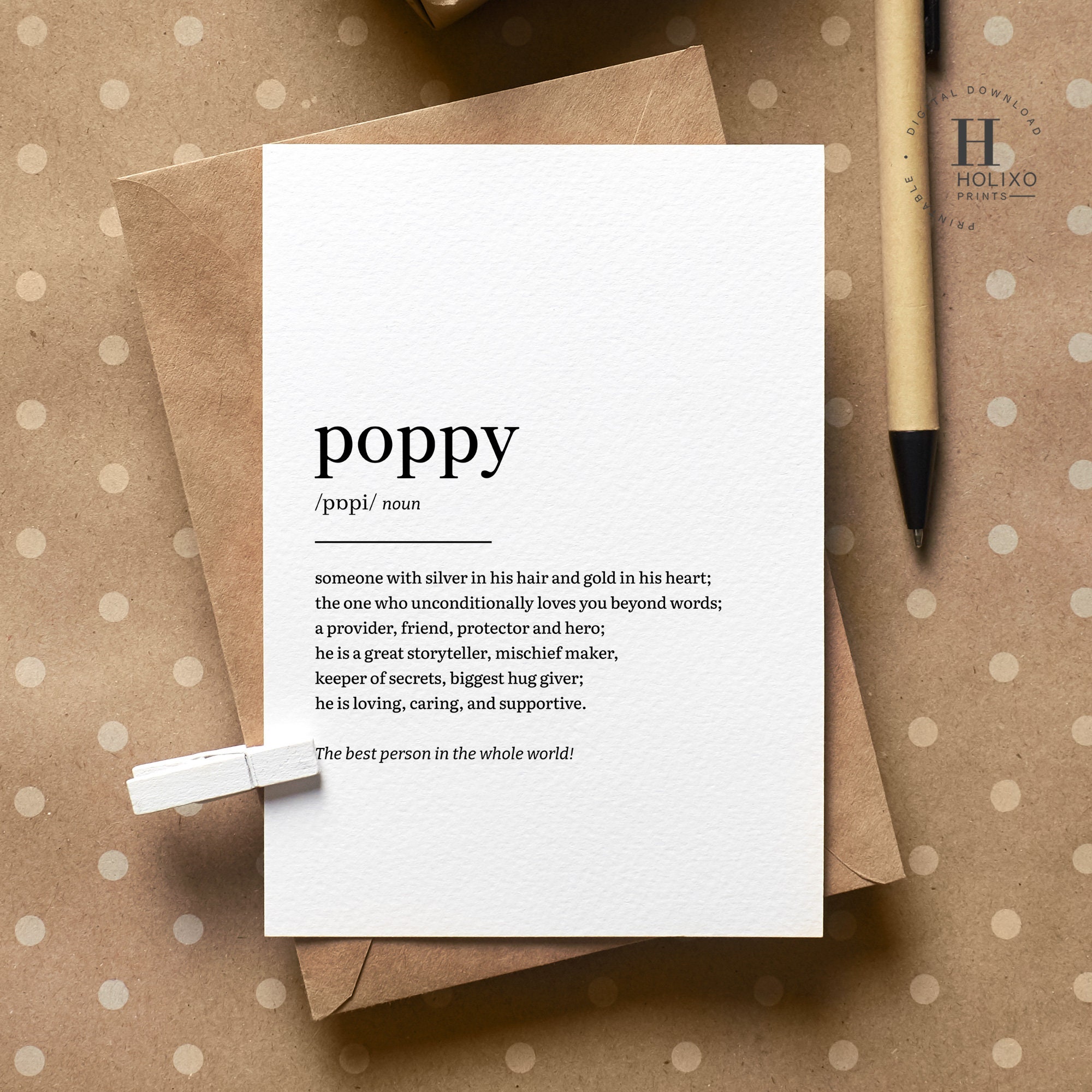 Poppy Gifts, Poppy Definition, Grandpa Fathers Day Printable Card ...