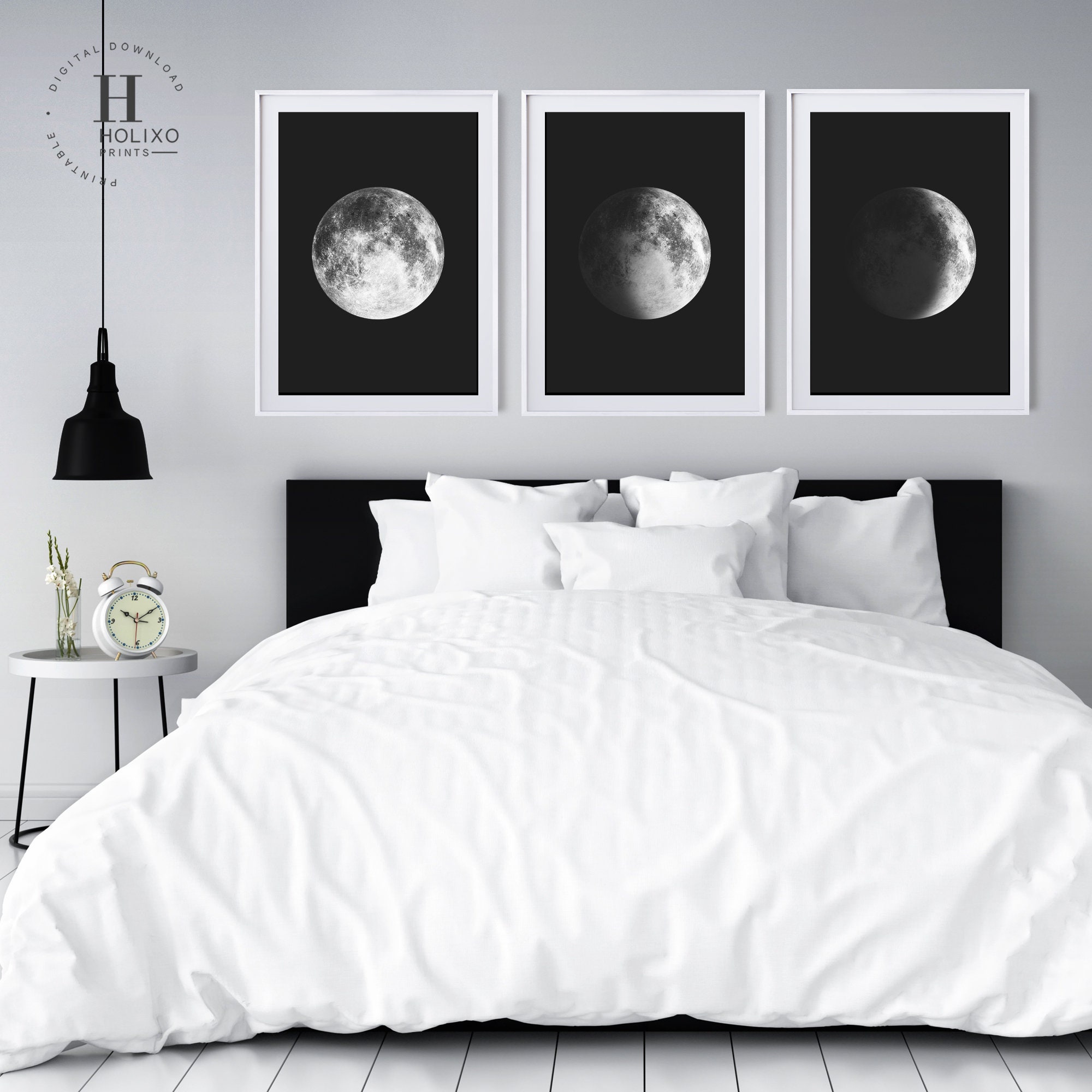 Moon Decor Master Bedroom Wall Art Over the Bed Digital - Etsy
