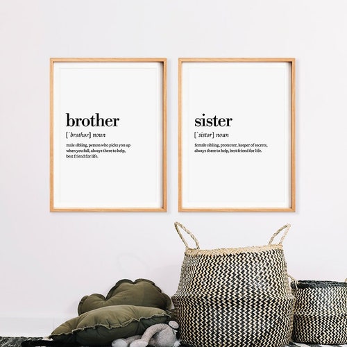 Brother Sister Wall Art Definition Print Nursery Kids Room - Etsy