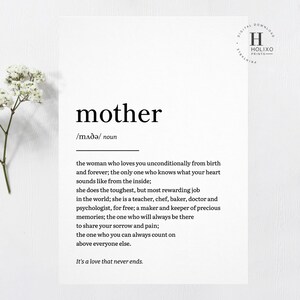 Mother Definition Print, Mother Daughter Gift, Mother Day Gifts, Mother ...