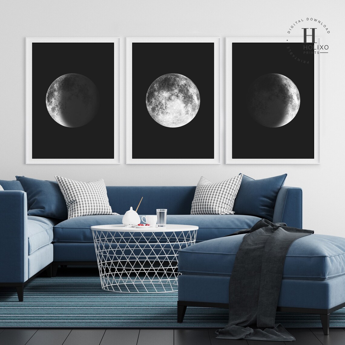 Moon Wall Art Prints Master Bedroom Wall Decor Over The Bed Etsy