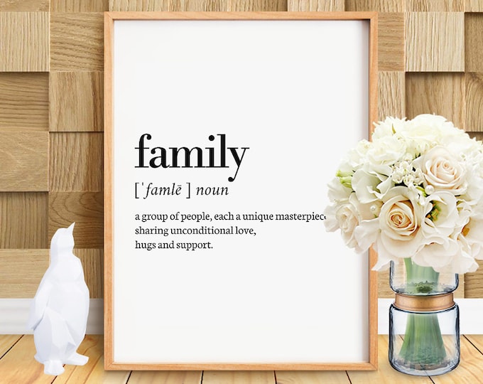 Family Definition Print, Wall Art Print, Quote Print, Wall Art ...