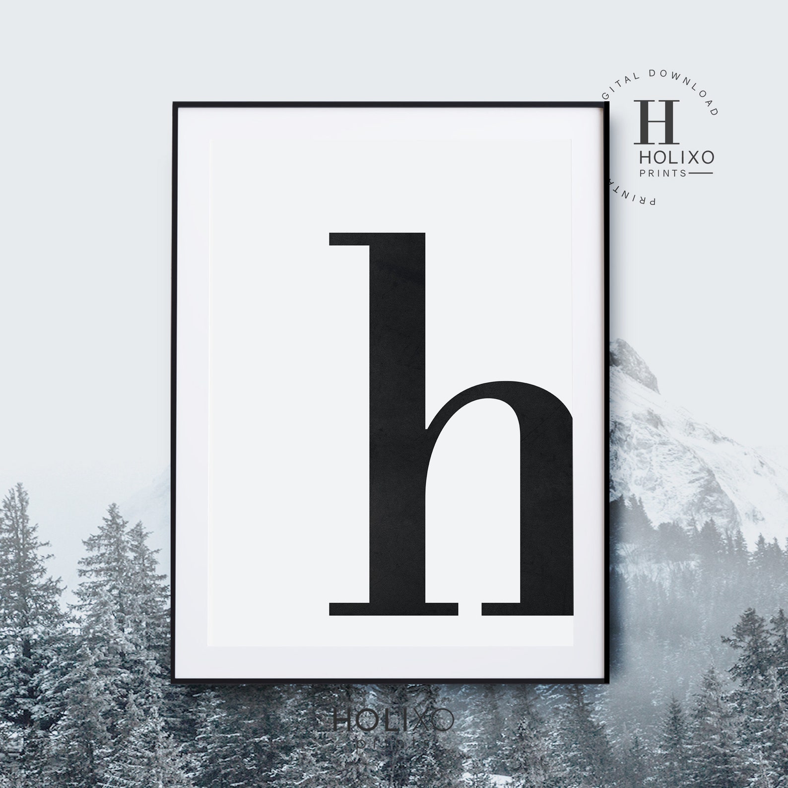 H Letter Print Monogram Wall Art Typography Poster - Etsy