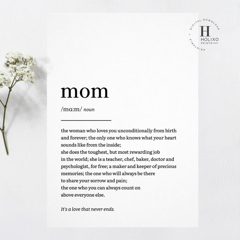 Mom Definition Print, Mom Print, Mother's Day Printable Mom Quote, Mom ...