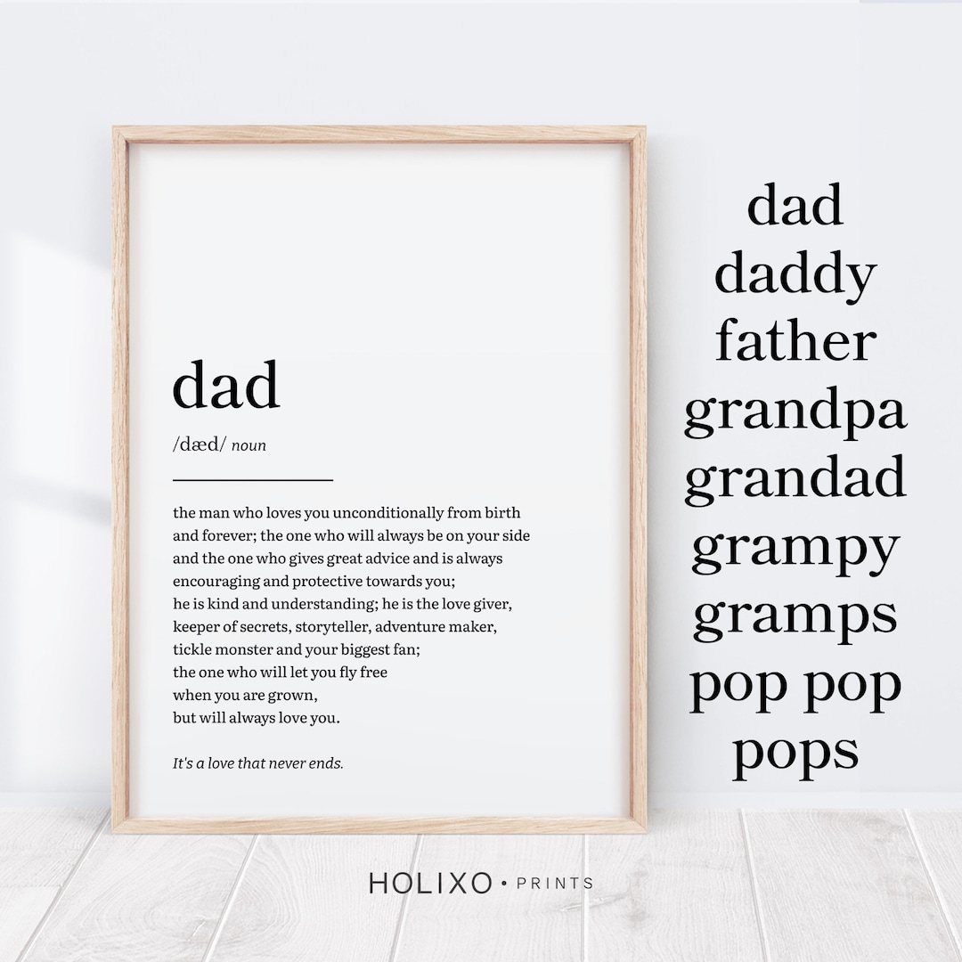 Dad Definition, Dad Print, Fathers Day Print, Dad Fathers Day Gift for ...