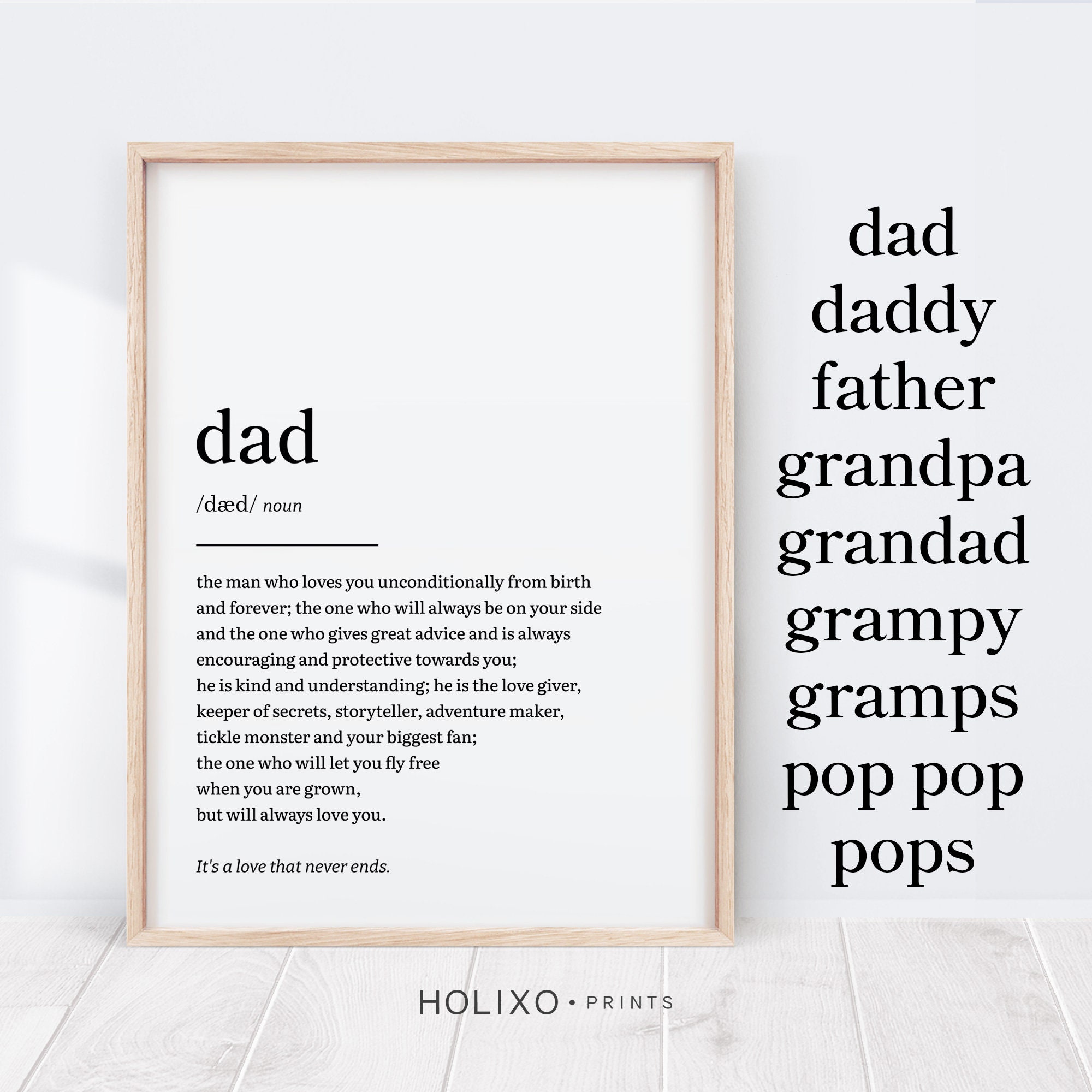 Dad Definition, Dad Print, Fathers Day Print, Dad Fathers Day Gift for ...
