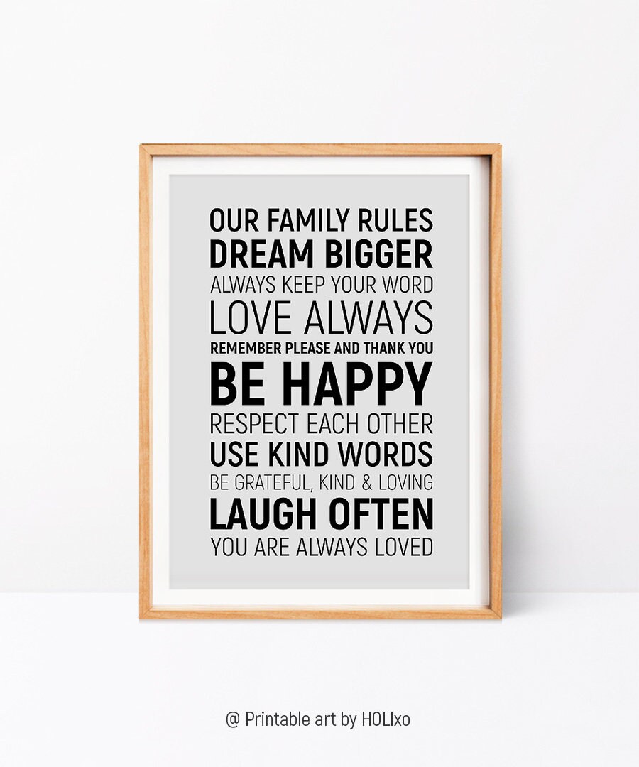 Family Sign House Family Rules Sign Printable Wall Art - Etsy