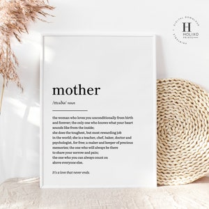 Mother Definition Print, Mother Daughter Gift, Mother Day Gifts, Mother ...