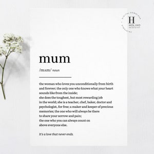 Mum Definition Print, Mum Gift, Gifts for Mum, Birthday Gift, Mother ...