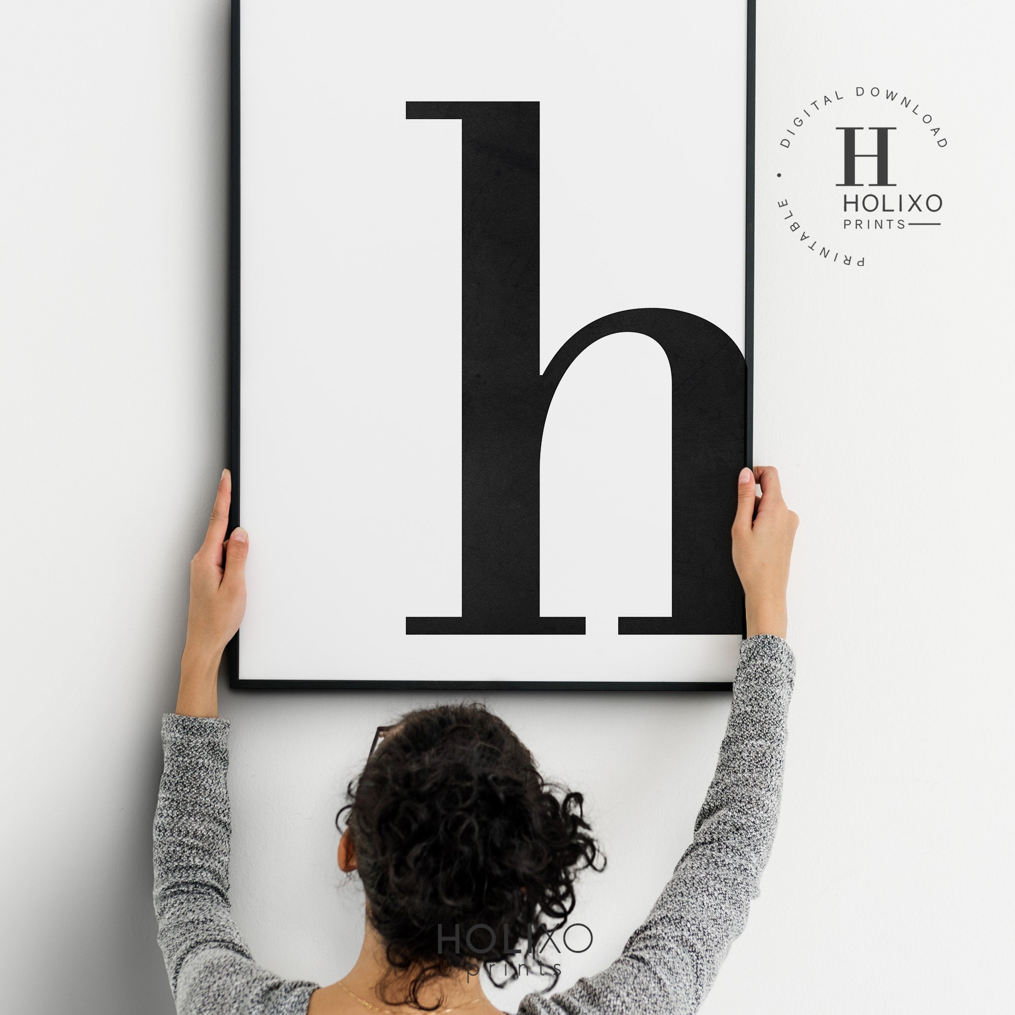 H Letter Print Monogram Wall Art Typography Poster - Etsy