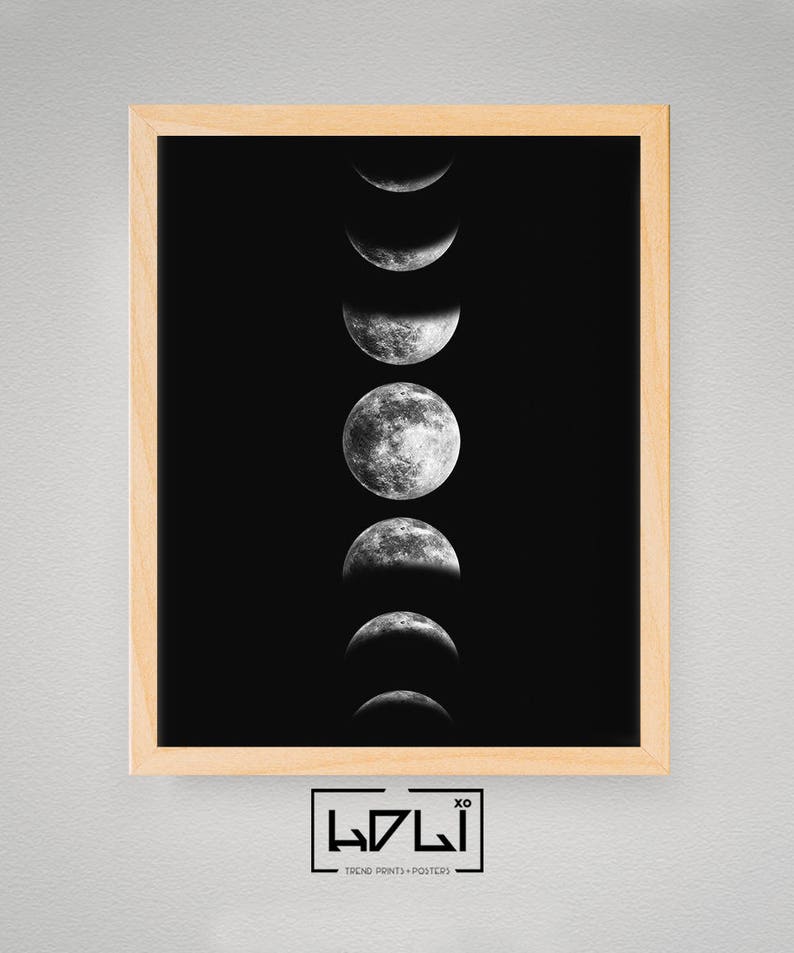 Moon Phases Print Moon Phase Wall Art Printable Moon Poster - Etsy