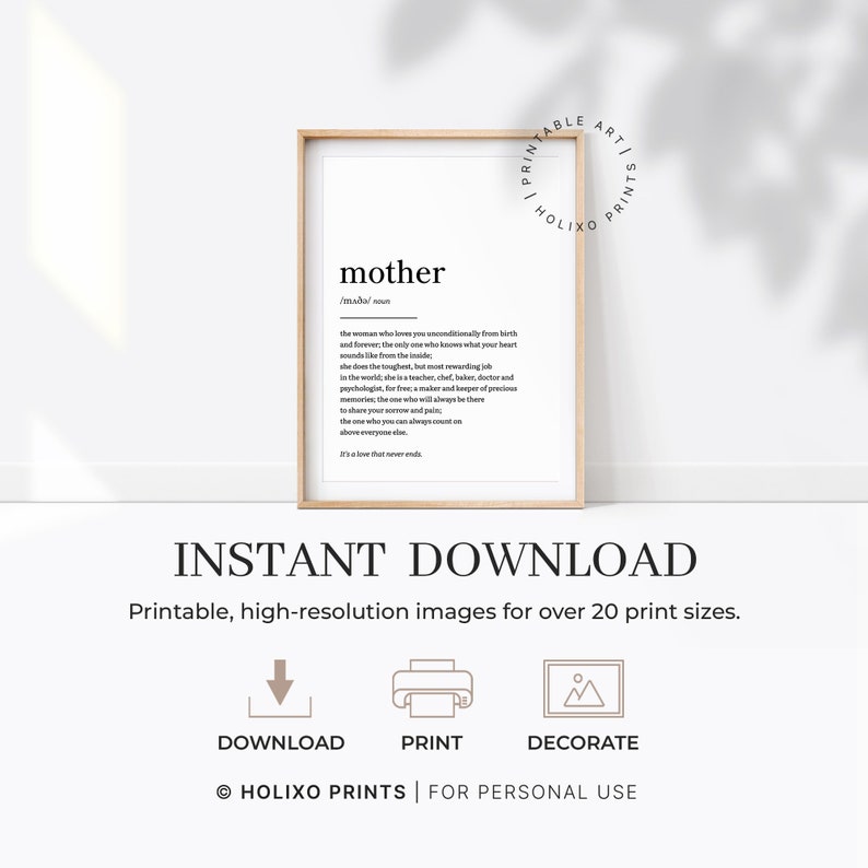 Mother Definition Print, Mother Daughter Gift, Mother Day Gifts, Mother ...
