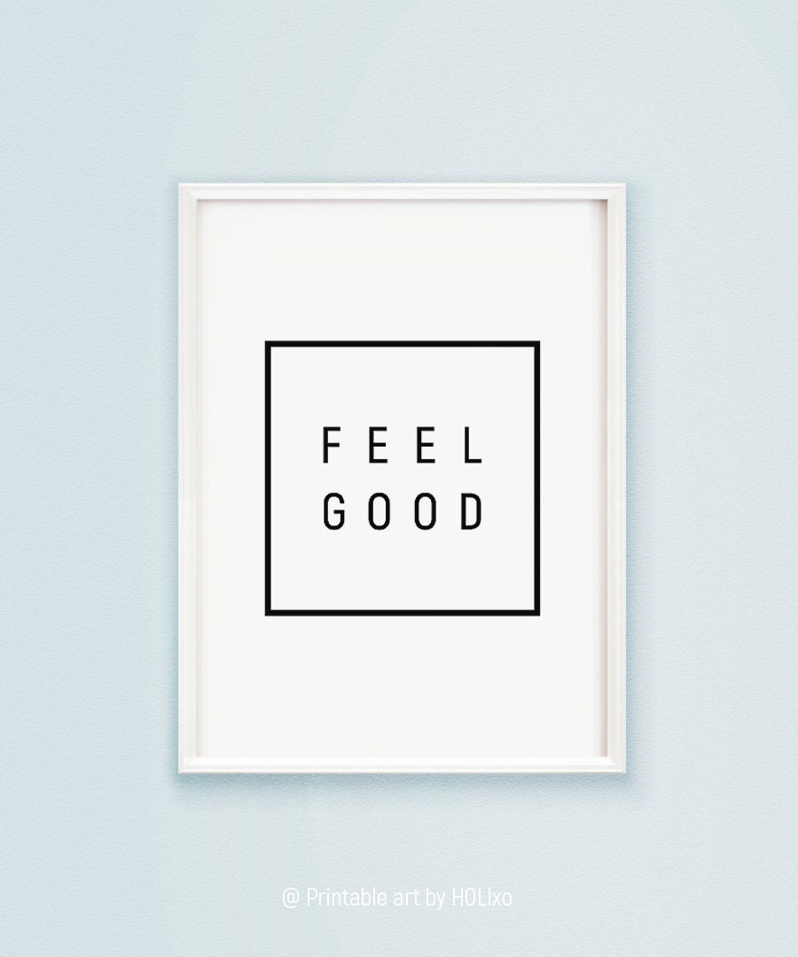 Black and White Wall Art Feel Good Print Scandinavian | Etsy