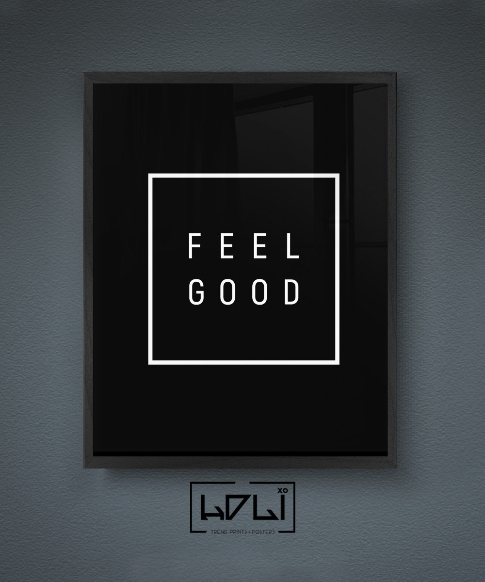 Black and White Wall Art Feel Good Print Scandinavian | Etsy