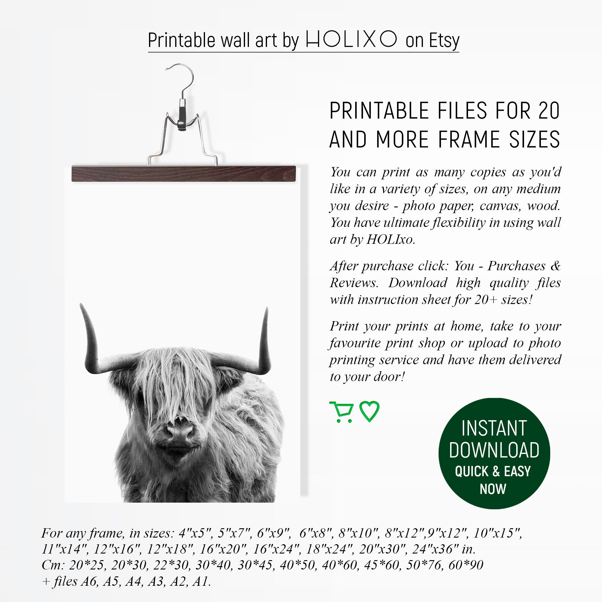 Highland Cow Print Modern Farmhouse Decor Living Room Wall - Etsy