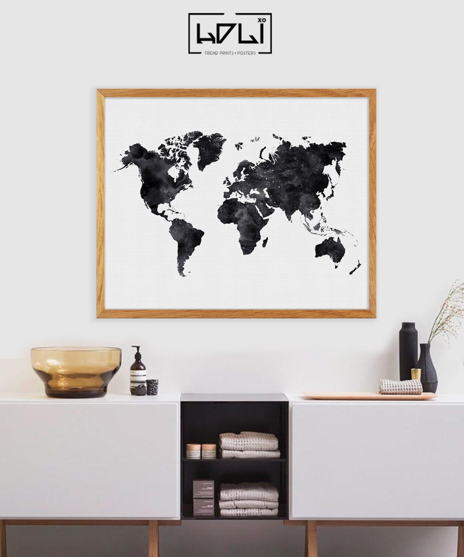 Extra Large World Map Black and White Poster Printable World - Etsy