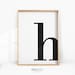 H Letter Print Monogram Wall Art Typography Poster | Etsy