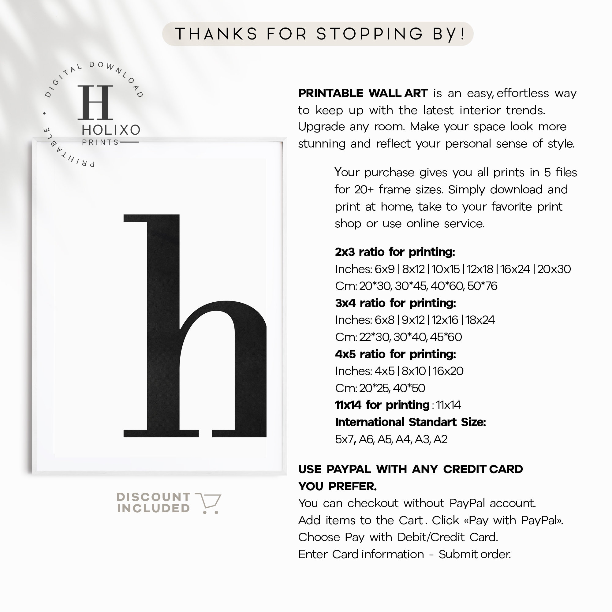 H Letter Print Monogram Wall Art Typography Poster - Etsy