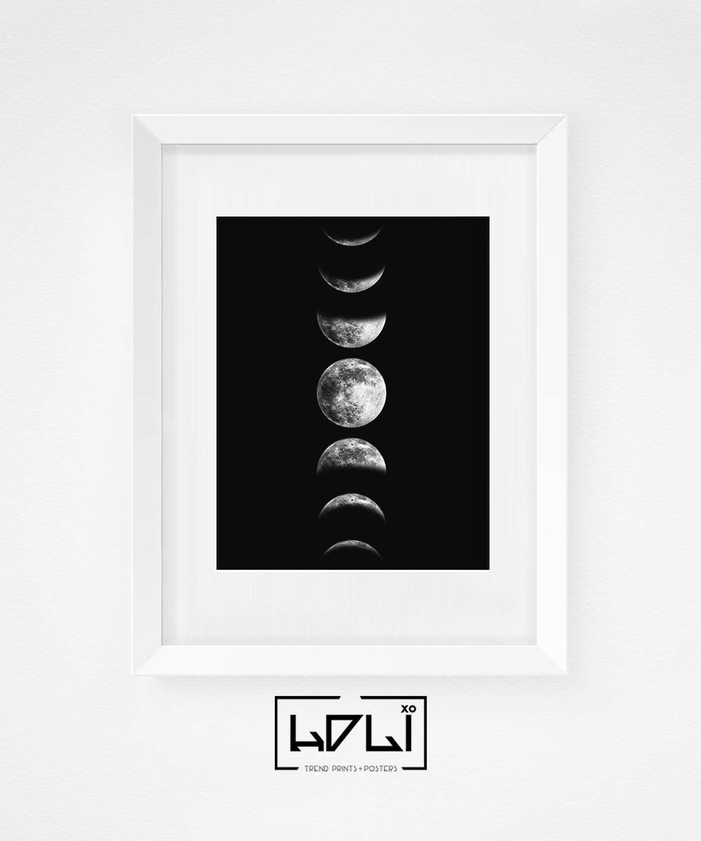 Moon Phases Print Moon Phase Wall Art Printable Moon Poster - Etsy