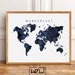 Blue World Map Printable Watercolour World Map Print Navy - Etsy