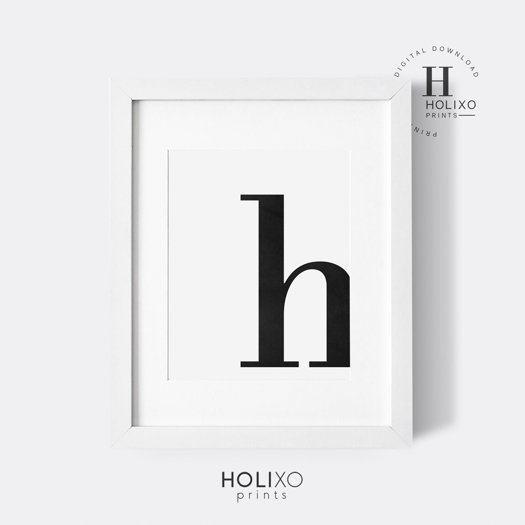 H Letter Print Monogram Wall Art Typography Poster - Etsy
