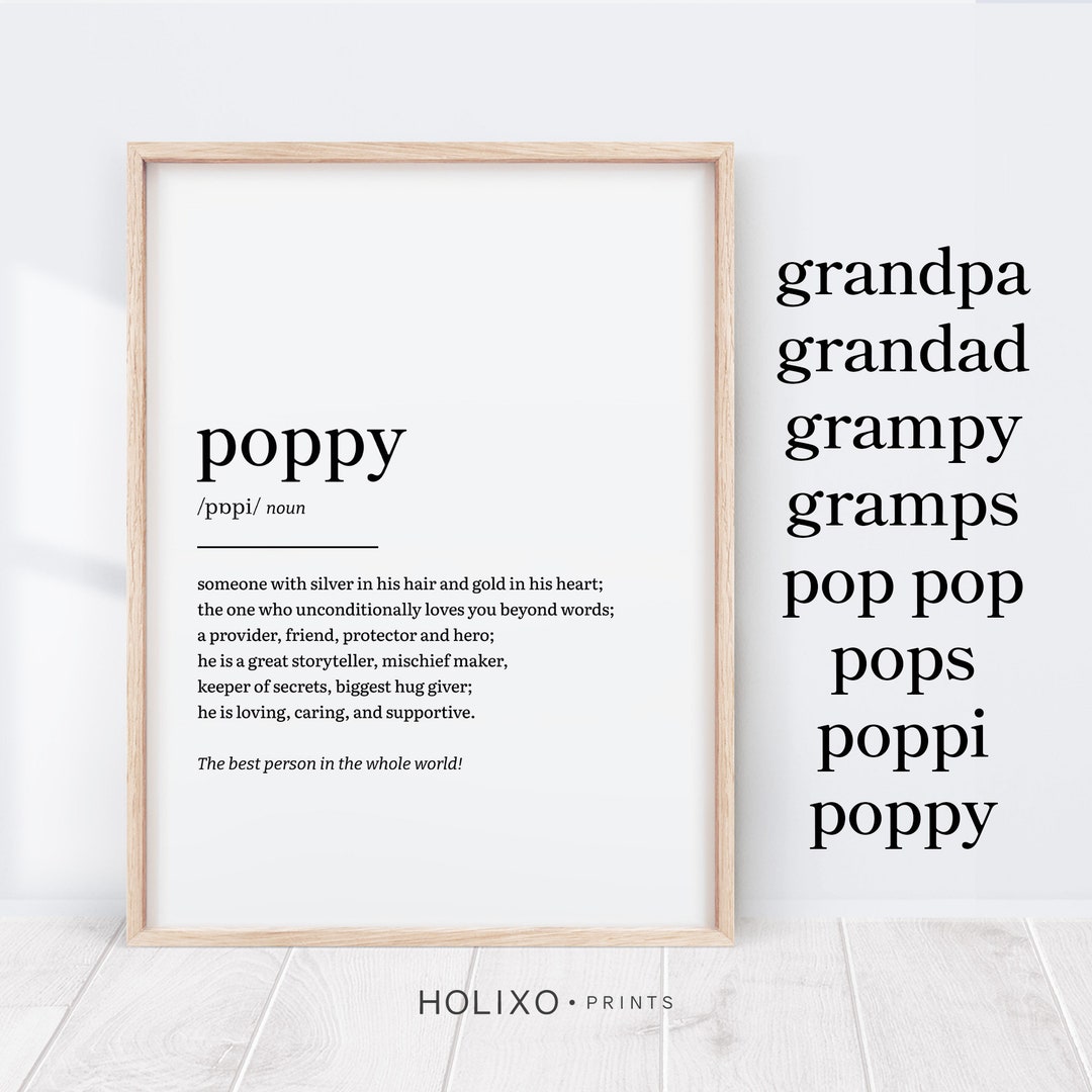 Poppy Gifts, Poppy Definition, Grandpa Fathers Day Printable Card ...