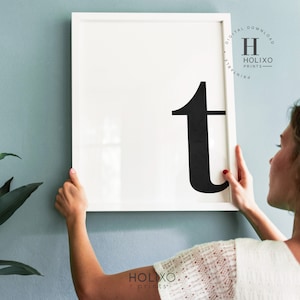 Letter T Print, Black and White Printable Wall Art Minimalist ...