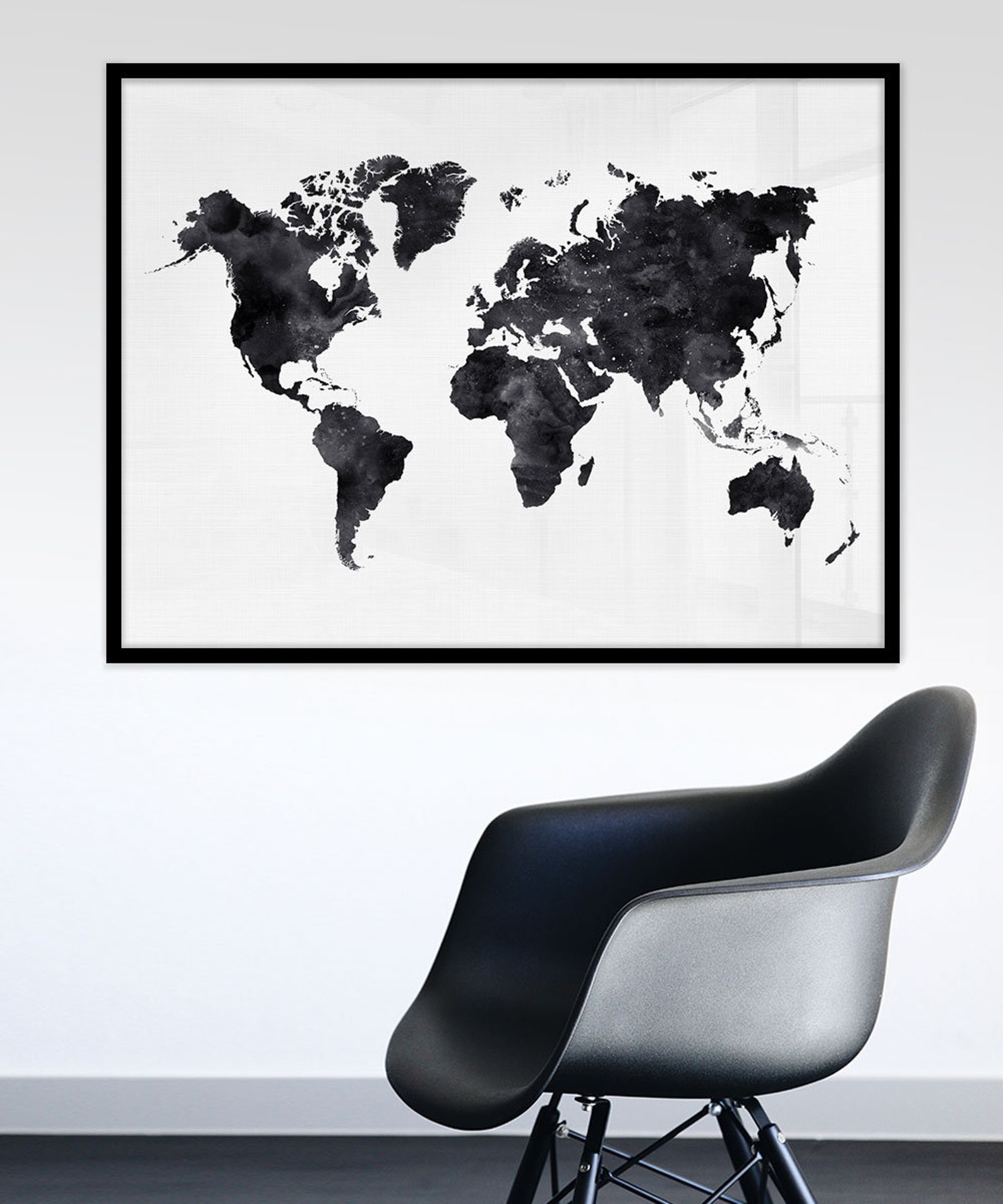 Extra Large World Map Black and White Poster Printable World - Etsy