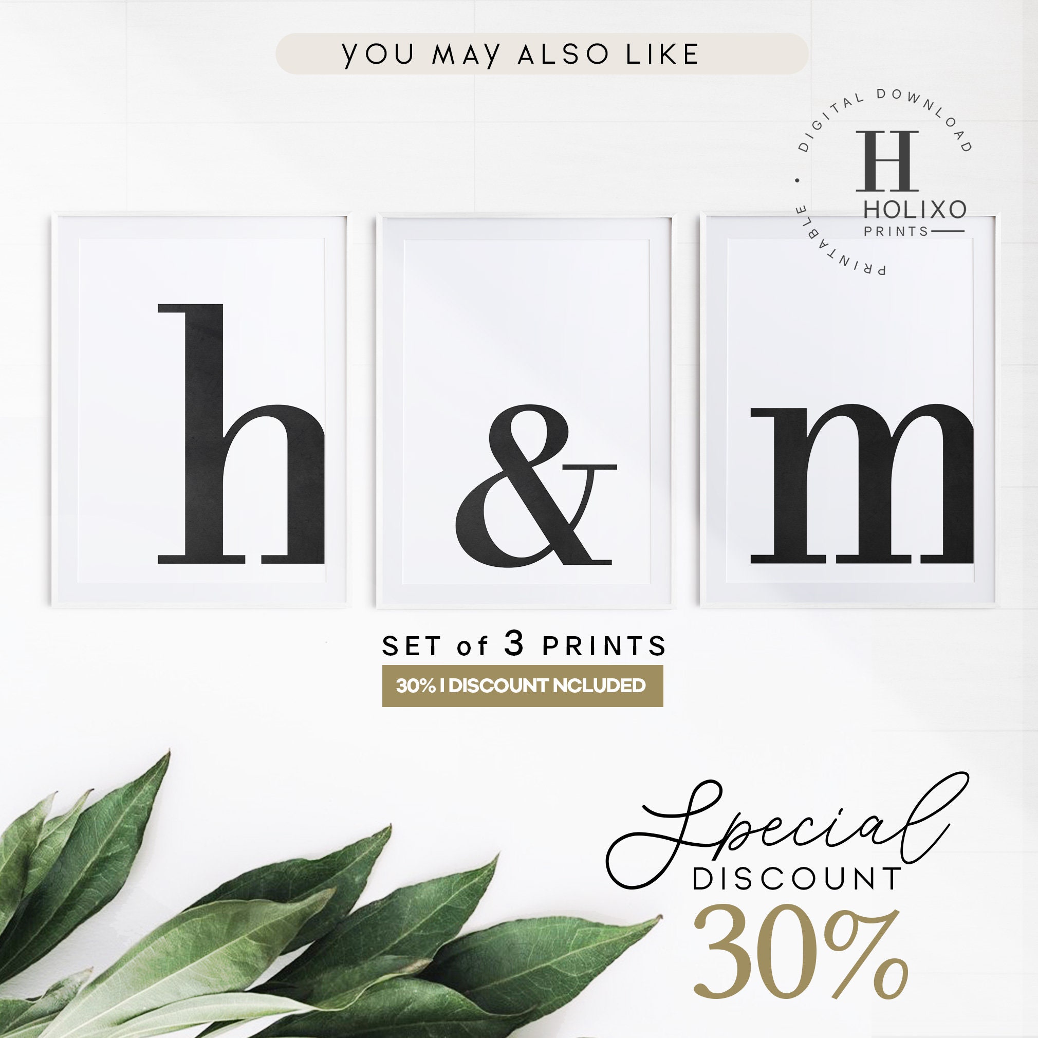 H Letter Print Monogram Wall Art Typography Poster - Etsy