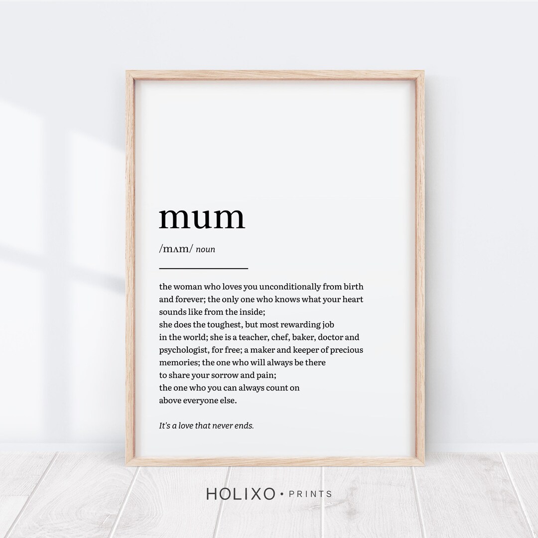 Mum Definition Print, Mum Gift, Gifts for Mum, Birthday Gift, Mother ...