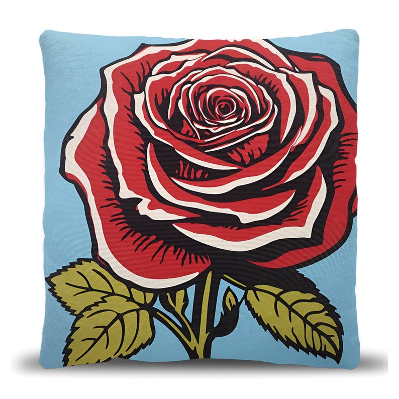 Pop Art Red Rose Woven Pillow 17x18 - Etsy