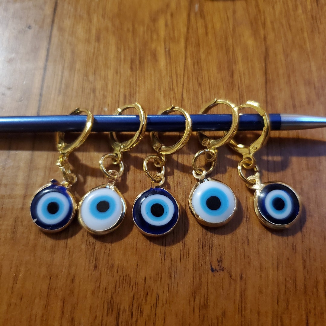 5 evil Eye Charm. Progress Keepers, Stitch Markers Set, Knitting ...