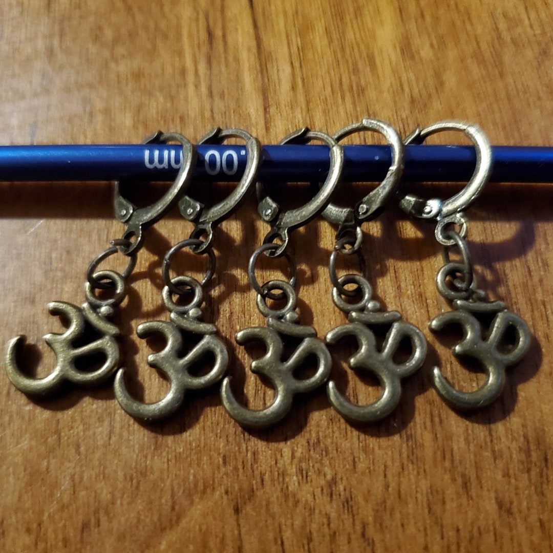 5 yoga Ohm Bronze Charm Progress Keepers, Stitch Markers Set, Knitting ...