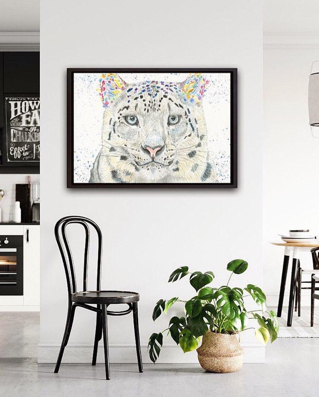 Sapphire the Snow Leopard Watercolour Eco Friendly Art Print UK Made ...