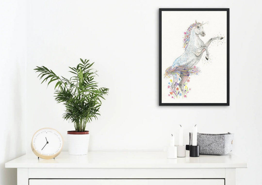 Unicorn Colourful Eco Friendly Art Print UK Made Signed by Artist Jen ...