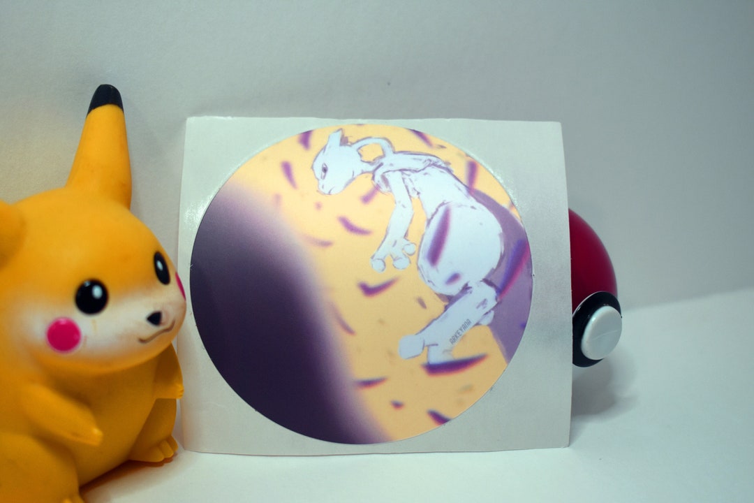 3 Round Mewtwo Sticker, Cool Pokemon Sticker, Legendary Pokemon Mewtwo ...