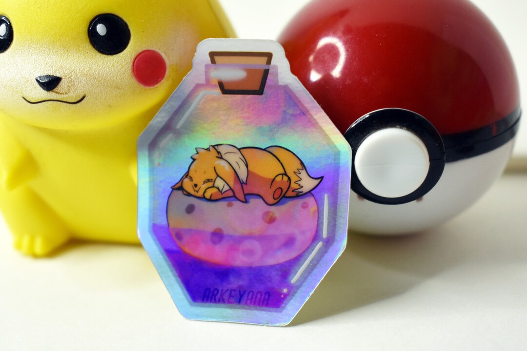 Eevee in a Bottle Squishy Pokemon First Generation Holographic Vinyl ...