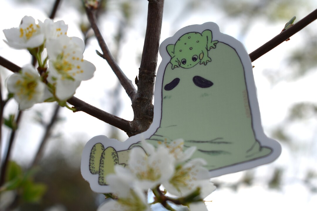 Grippy Sock Vacation Ghost and Frog Sticker, Pastel Ghost Sticker ...