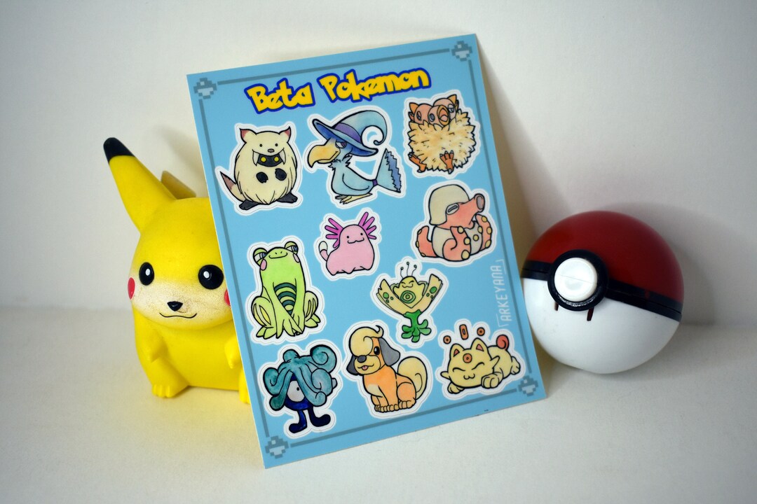 Cute Mini Beta Watercolor Pokemon Sticker Sheet, Beta Baby Pokemon ...