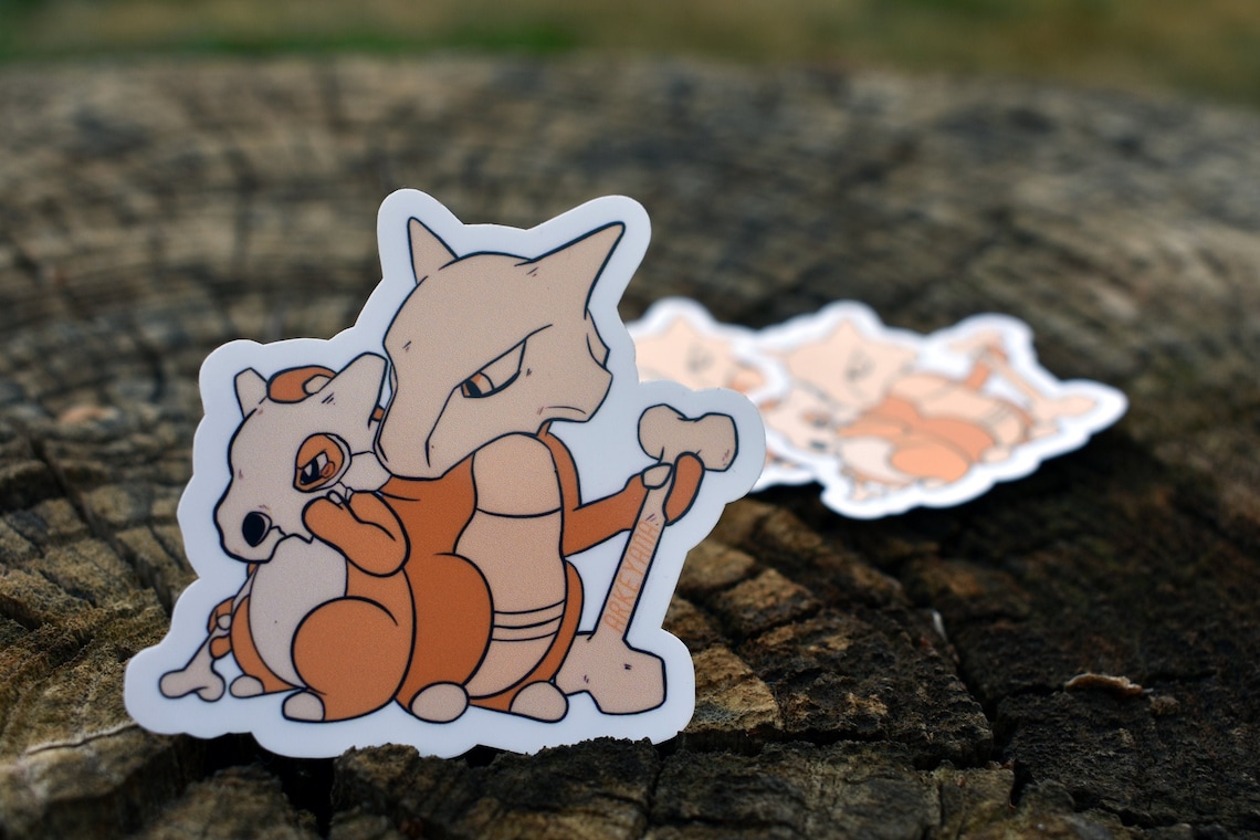 Marowak Comforting Sad Cubone Laminated Pokemon Sticker free | Etsy