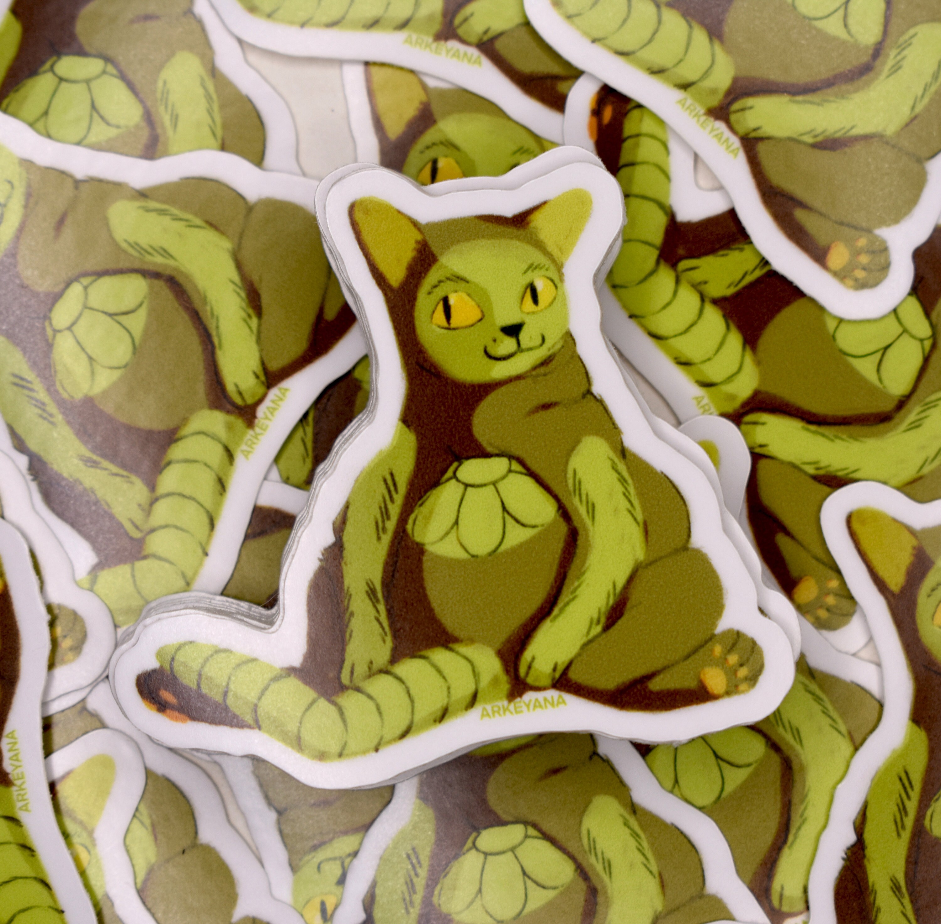 Cute Fat Cat Sticker Vintage Inspired Green Cat Sticker Cute - Etsy