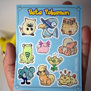 Cute Mini Beta Watercolor Pokemon Sticker Sheet, Beta Baby Pokemon ...