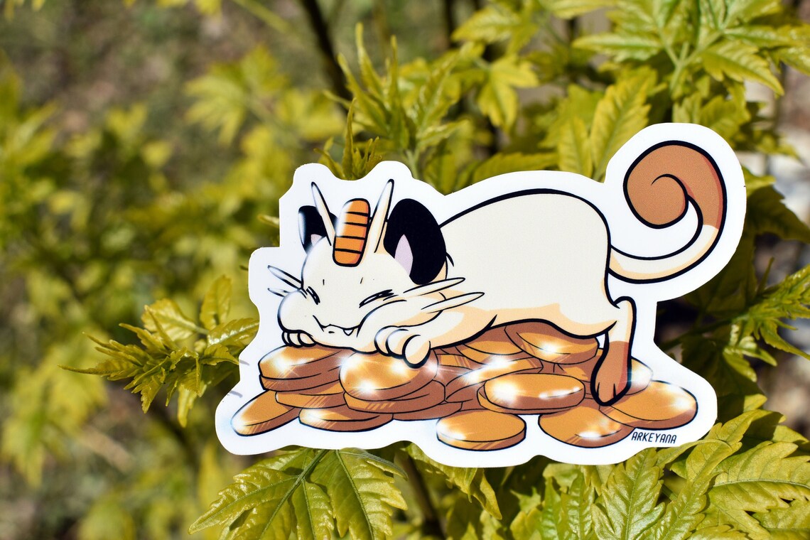 Meowth That's Right on Pile of Coins Cute Squishy Face | Etsy