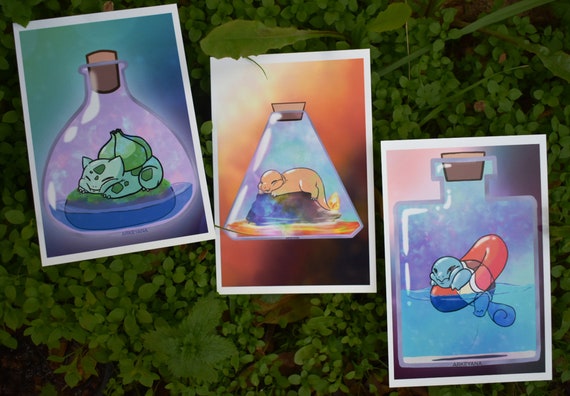 Choose Your Starter Pokemon Art Bulbasaur Art Charmander | Etsy