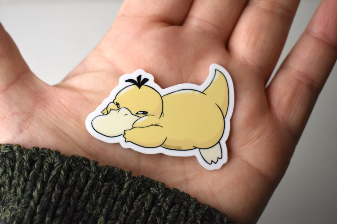 Cute Psyduck Squish Faced Sticker, Kawaii Duck Sticker, Psyduck Laptop ...