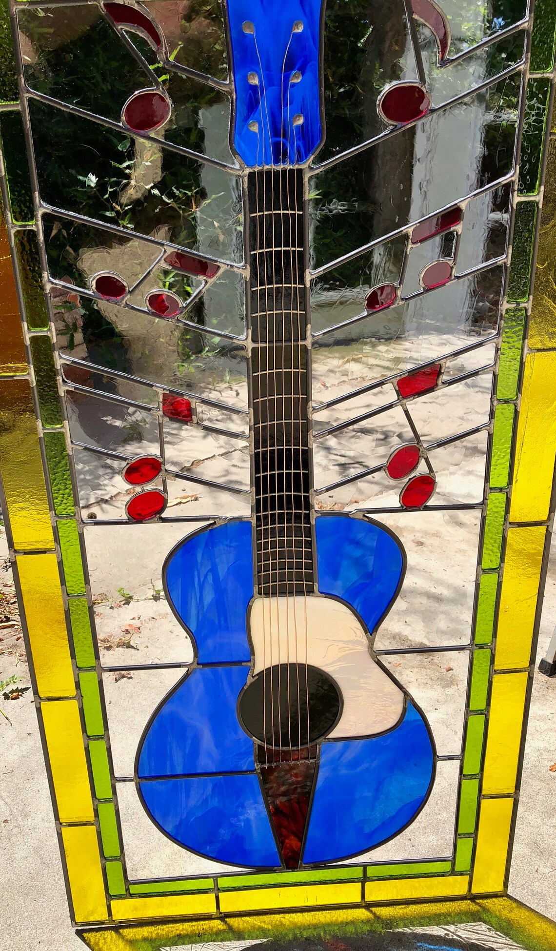 Custom Made Rock and Roll Stained Glass Window. 2 Ft X 4 Ft . Original ...